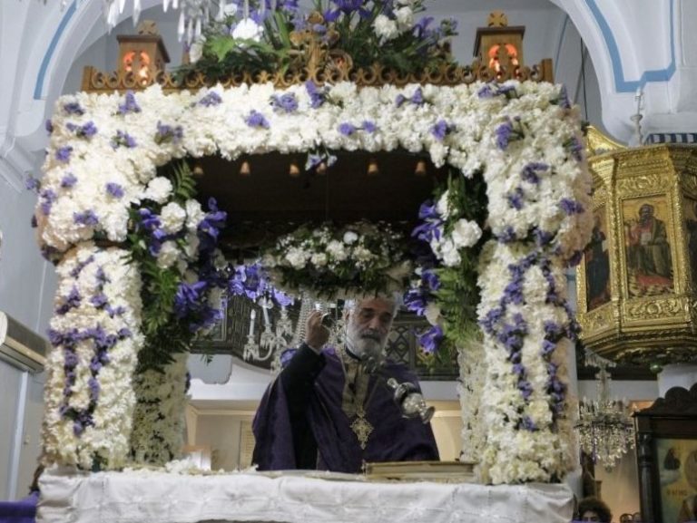 Flowers for the Funeral Bier, Greek Orthodox Friday & Easter